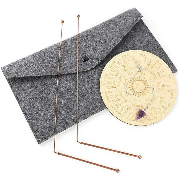 Copper Dowsing Rods Spiritual and Divining Pendulum Board Mat Kit for ...