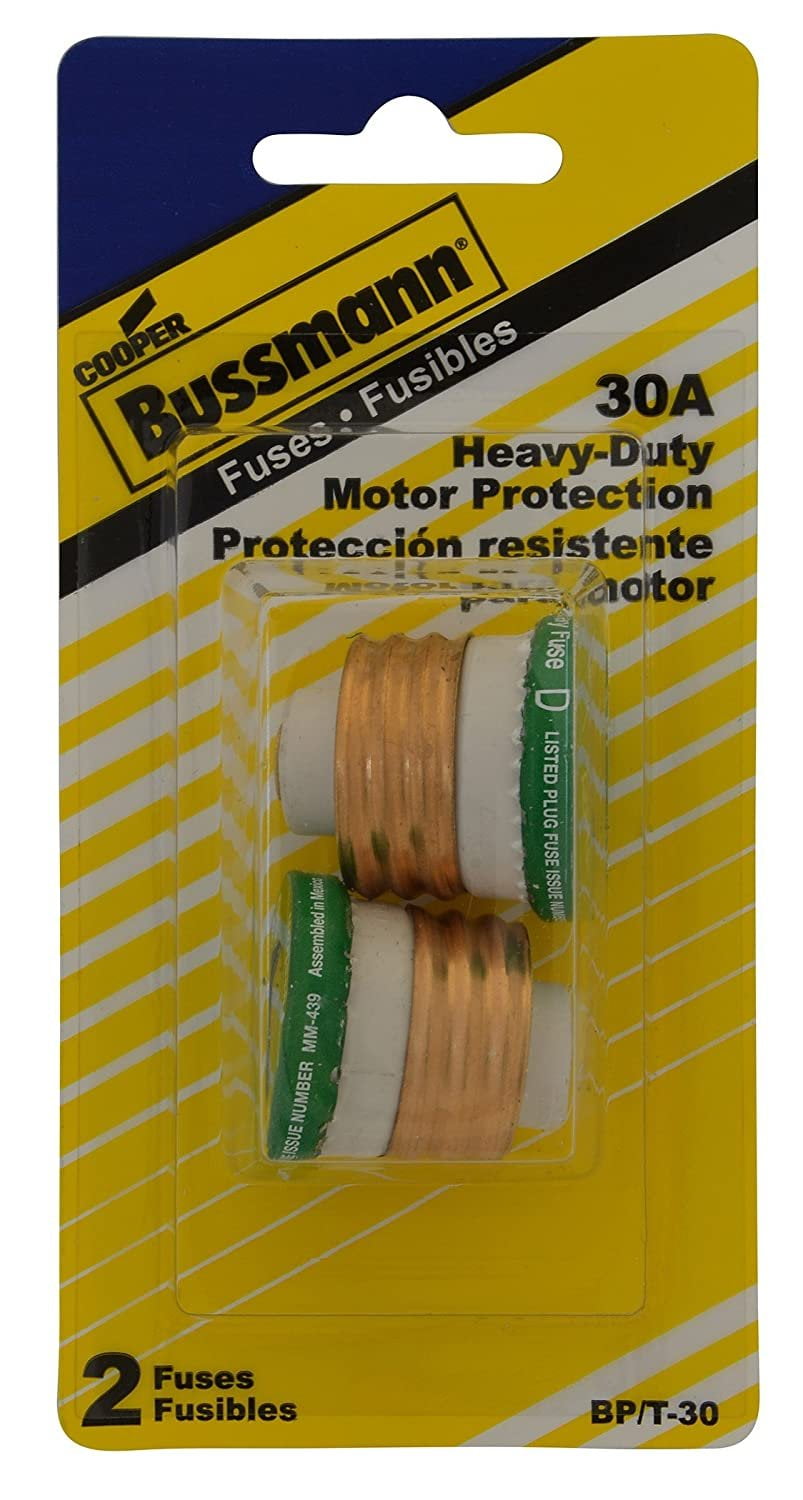 Bussman BP/T-30 30 Amp Dual-Element Time-Delay Edison Base Plug Fuse 2 ...