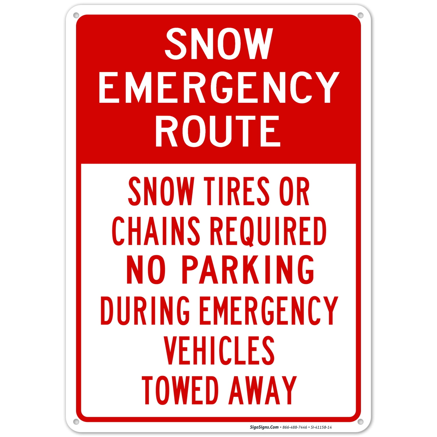Snow Emergency Route No Parking Red Sign, 10x14 Aluminum - Walmart.com