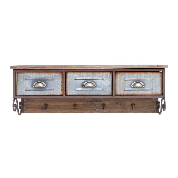 DecMode Indoor Brown Wood Farmhouse Wall Shelf - Walmart.com DecMode Indoor Brown Wood Farmhouse Wall Shelf - Walmart.com