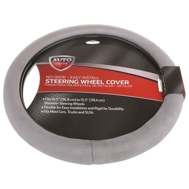 Auto Drive Suede Easy Install Automotive Steering Wheel Cover, Gray ...