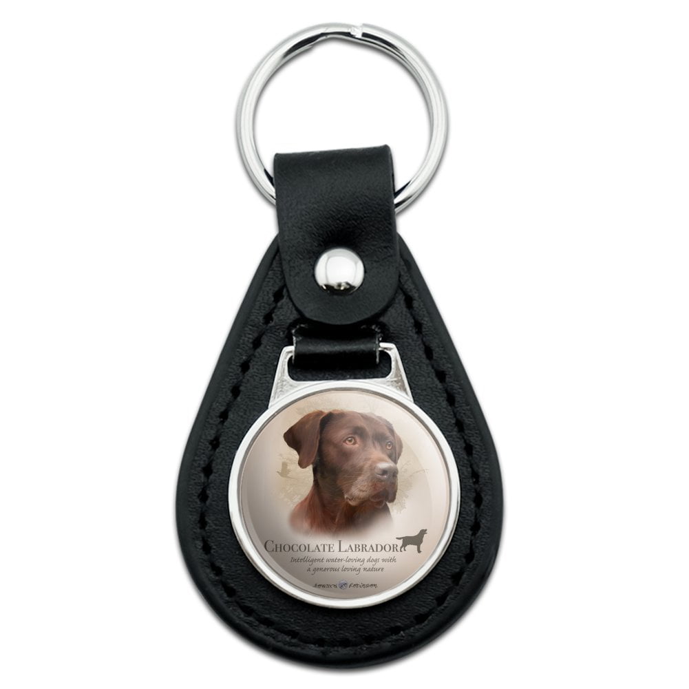 Chocolate Lab Labrador Dog Breed Black Leather Keychain - Walmart.com