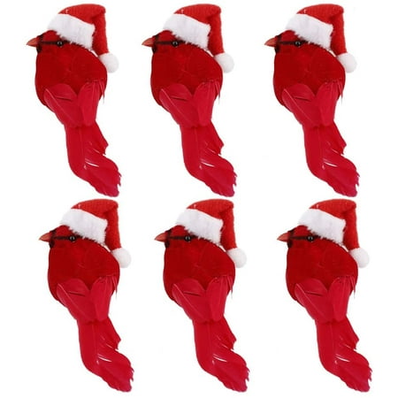 12 Pieces Cardinal Ornaments with Clip, Red Cardinal Birds with Santa ...