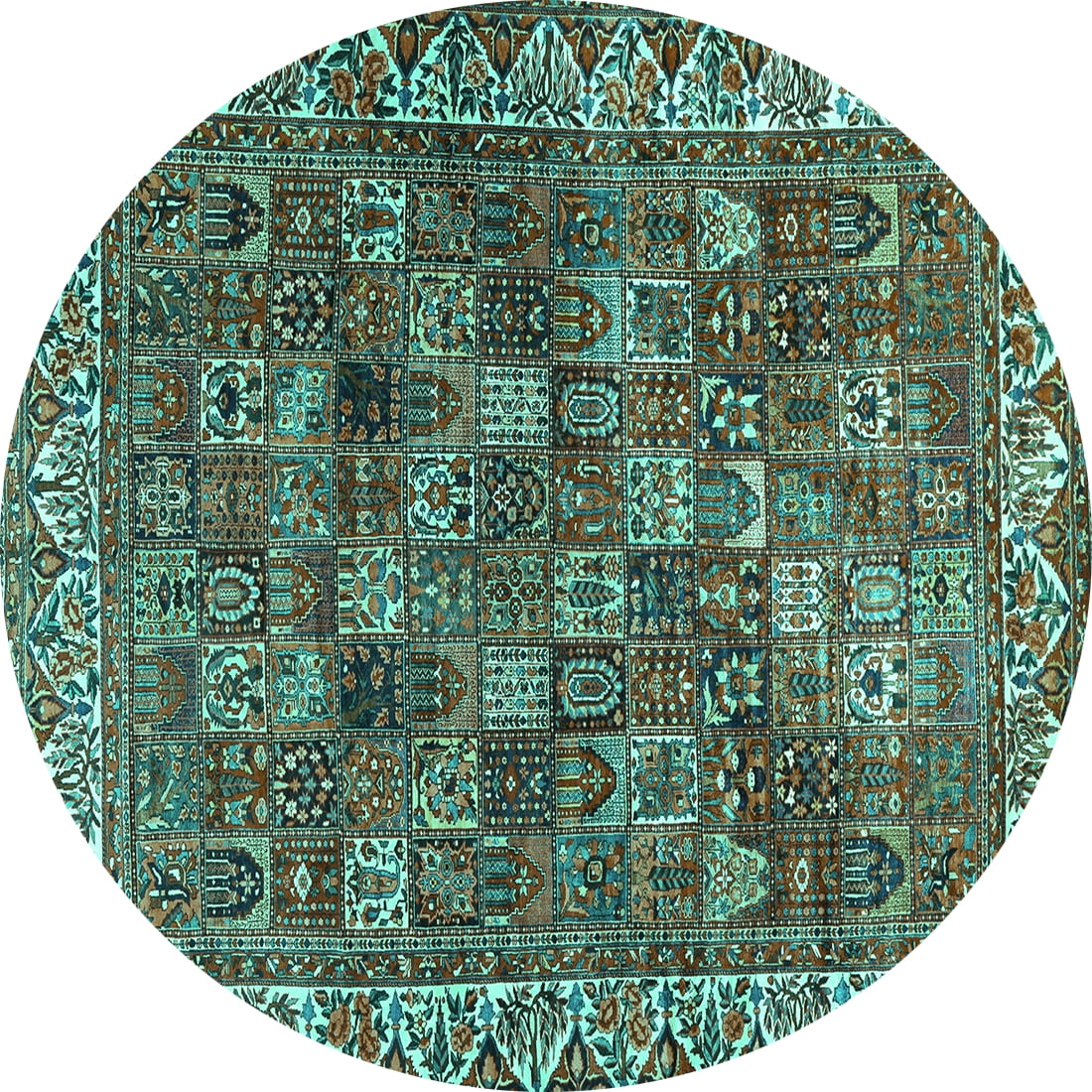 Ahgly Company Indoor Round Persian Turquoise Blue Traditional Area Rugs ...