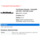 Front Bumper Absorber - Compatible with 2020 - 2023 GMC Acadia 2021 ...