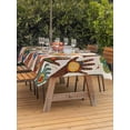 Abstract Vintage Rectangle Outdoor Tablecloth with Umbrella Hole Green ...