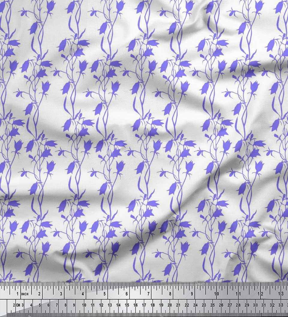 Soimoi polyester Crepe Fabric Bell Floral Print Fabric by the Yard 42 ...