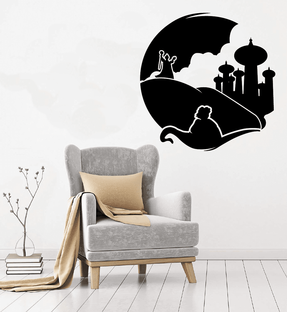 Aladdin Palace Silhouette Aladdin Genie Lamp And Jafar Silhouette Vinyl ...