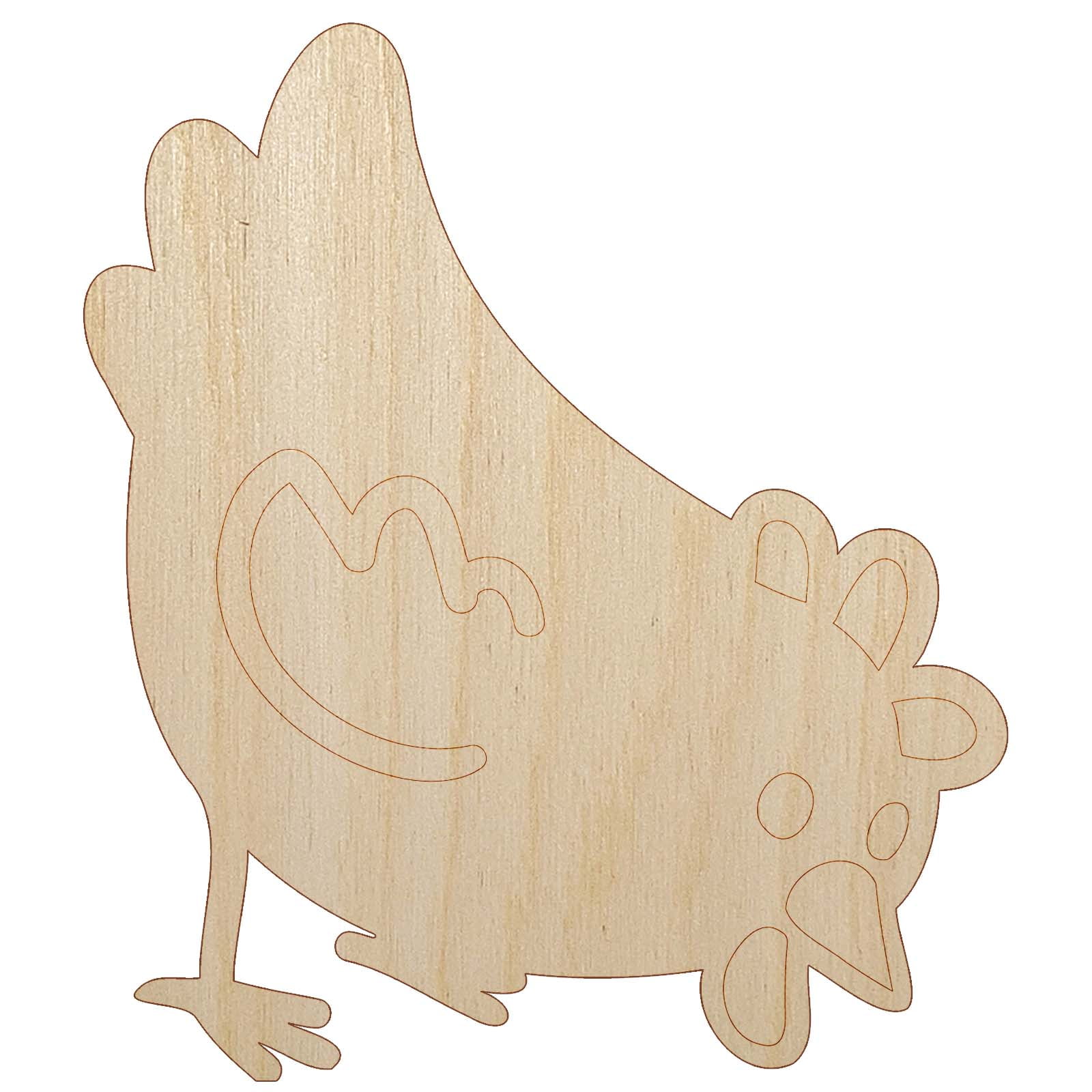 Cartoon Chicken Hen Pecking Ground Wood Shape Unfinished Piece Cutout ...