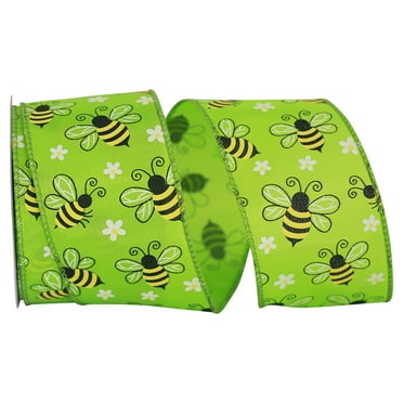 Reliant Ribbon - 92543W-030-09F, Bumble Bees 3 We Rd Ribbon, White, 1-1 ...