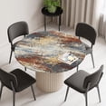 Brown Beige Round Fitted Table Cover Gray Abstract Smoky Texture ...
