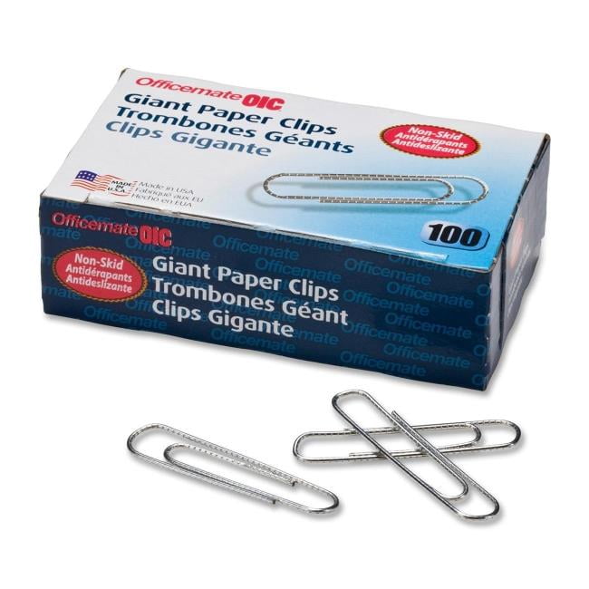 Officemate Giant Non-Skid Steel Paper Clips - Silver - Walmart.com