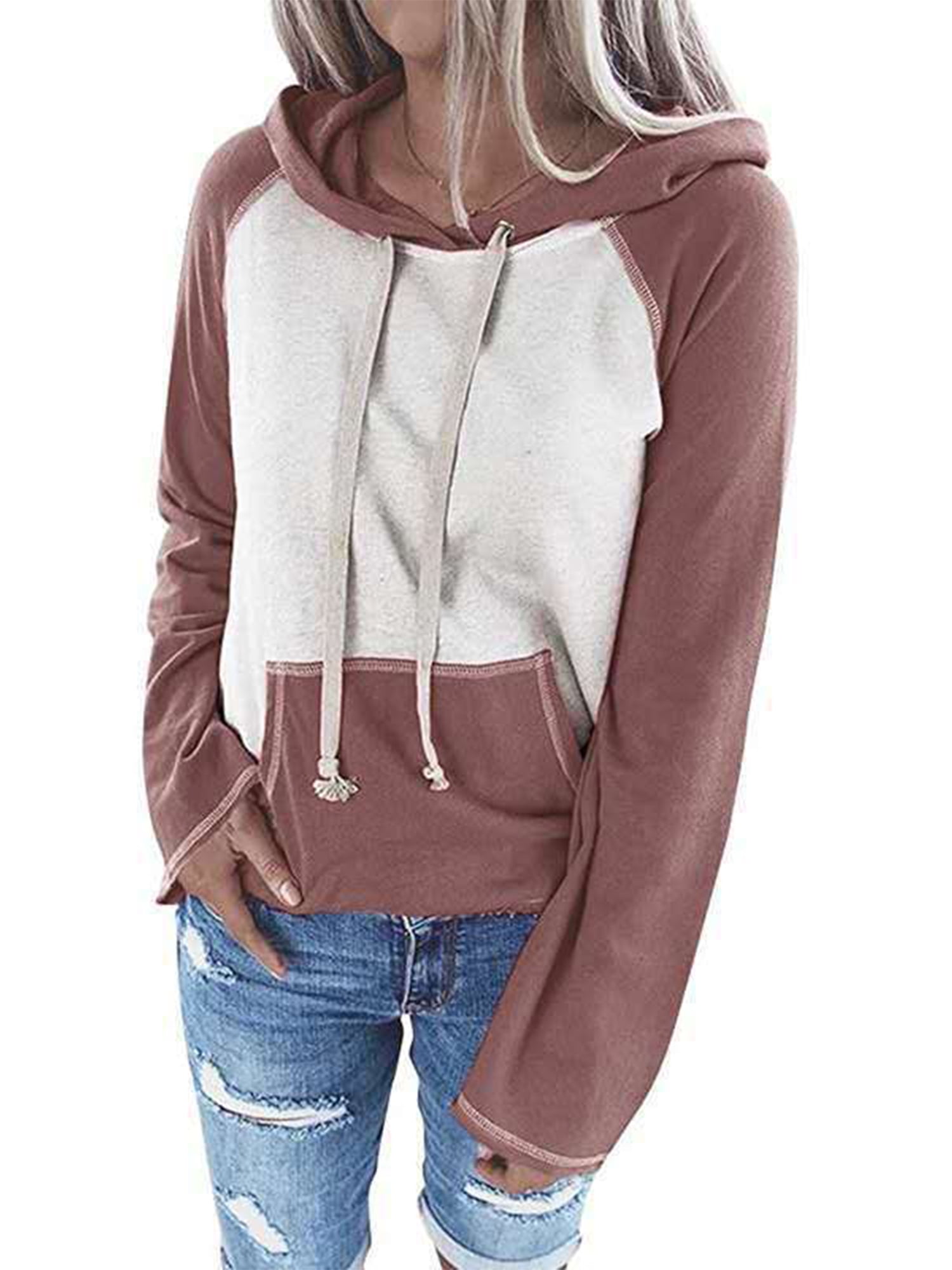 Ukap Women Long Sleeve Pullover Hooded Tunic Blouse Tops Thin Hoodies