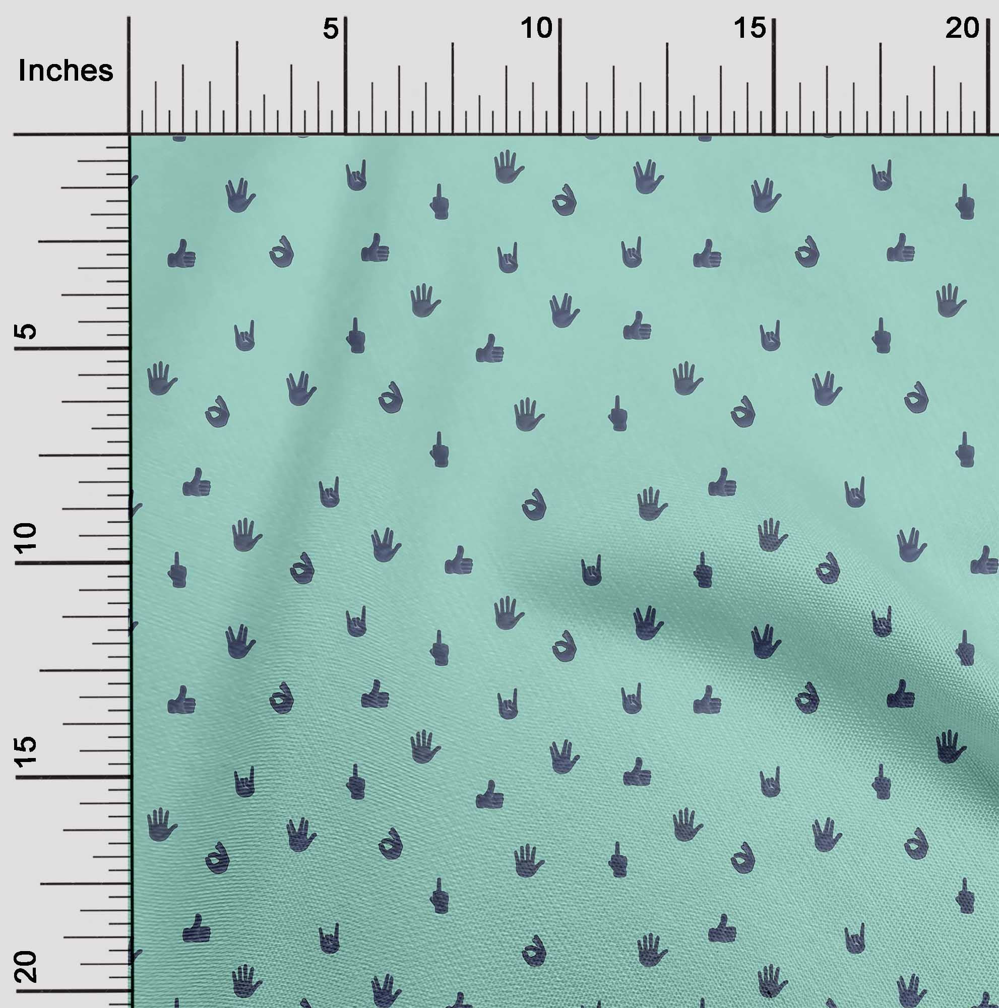 oneOone Viscose Chiffon Fabric Finger Sign Symbol Print Fabric by The ...