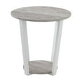 Elysian Contemporary Round End Table with Storage Shelf Gray Sturdy ...