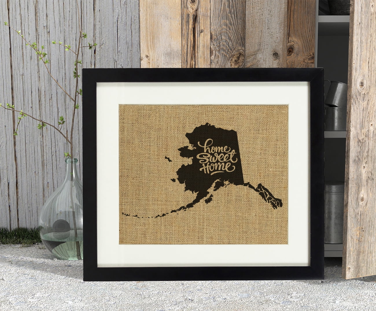 Darling Souvenir Home Sweet Home Burlap Print Wall Decor Alaska State ...