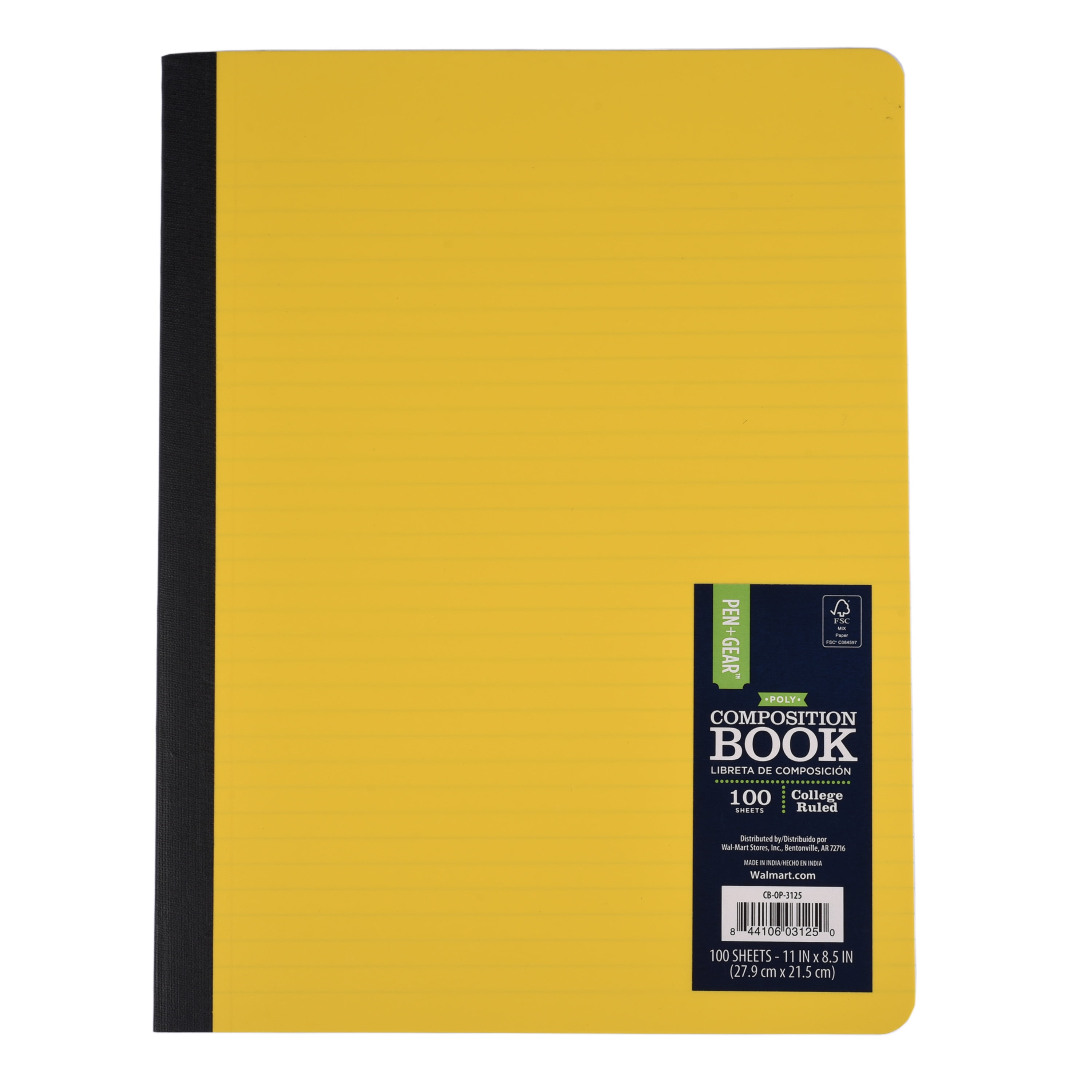 PEN+GEAR POLY COMPOSITION BOOK 11 IN X 8.5 IN, 100 CT, CR, YELLOW ...