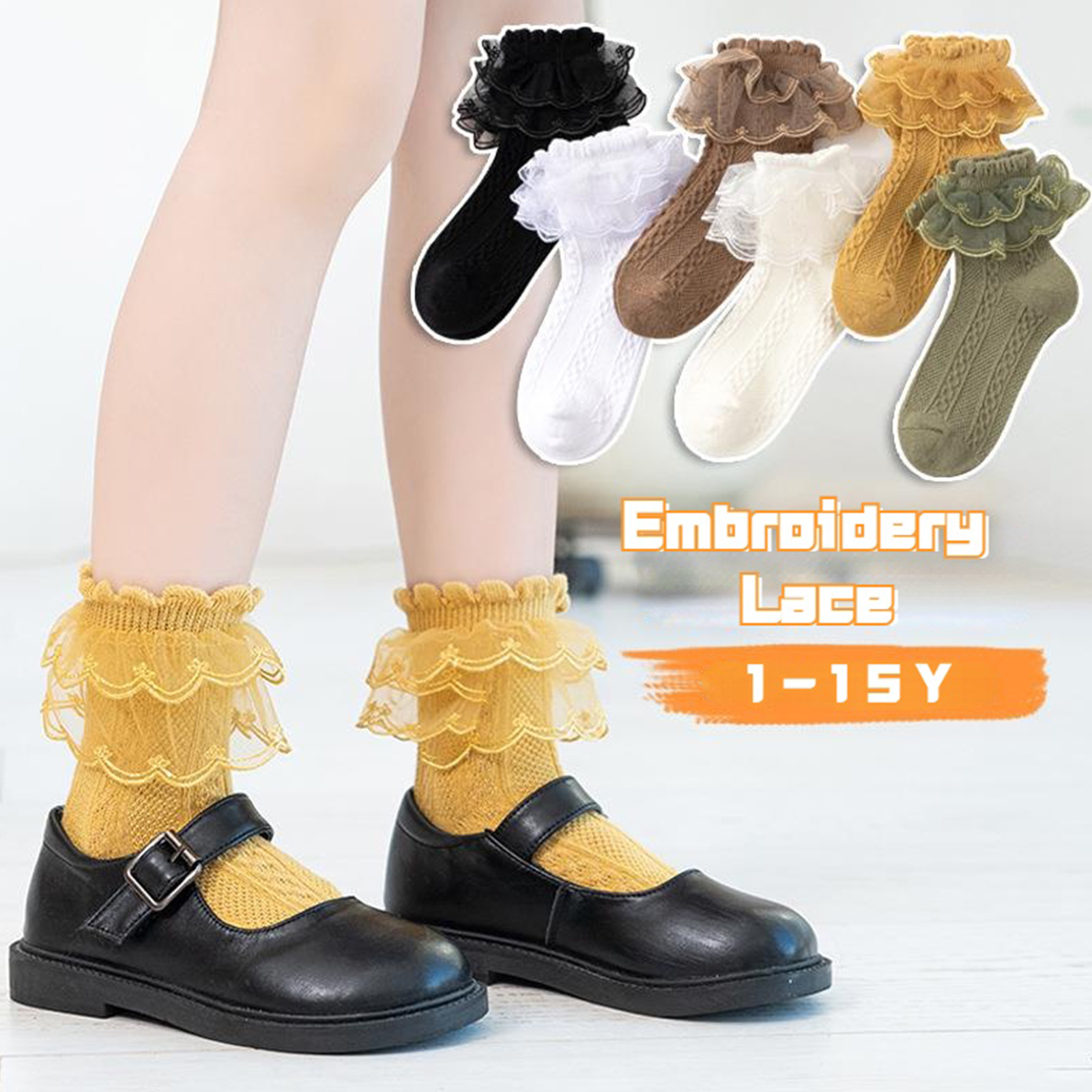 Vigorbear Kids Baby Girls Socks Cute Ruffled Mesh Patchwork Princess ...