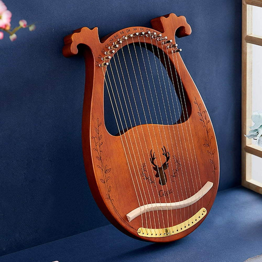 MIXFEER 16-String Wooden Lyre Harp Resonance Box String Instrument with ...