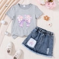 BOBOGOJP Kid Girls Clothes Outfits Bowknot T-Shirt + 2 In 1 Denim Short ...