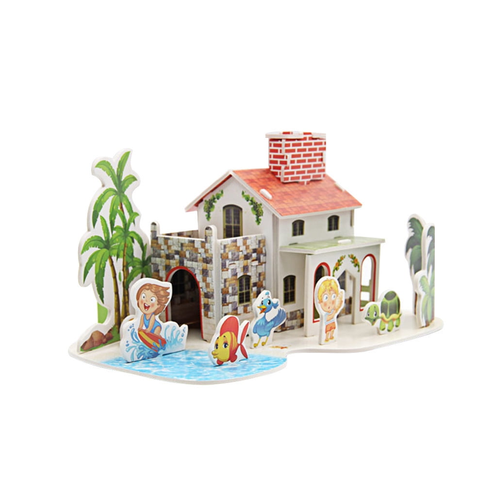 3D Paper Assembly Toy Children Architecture Building Paper Model Kids ...