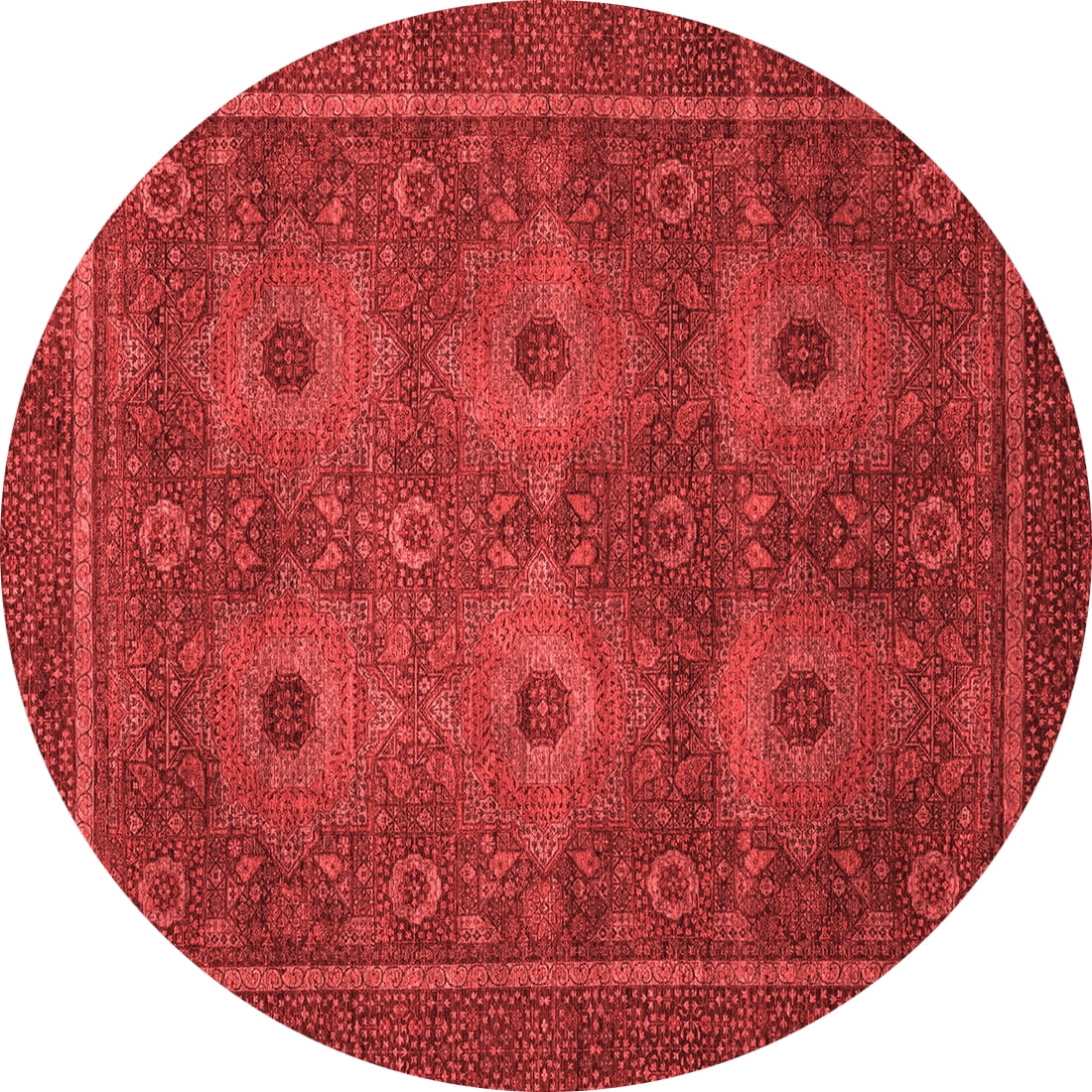 Ahgly Company Indoor Round Abstract Red Modern Area Rugs, 4' Round ...