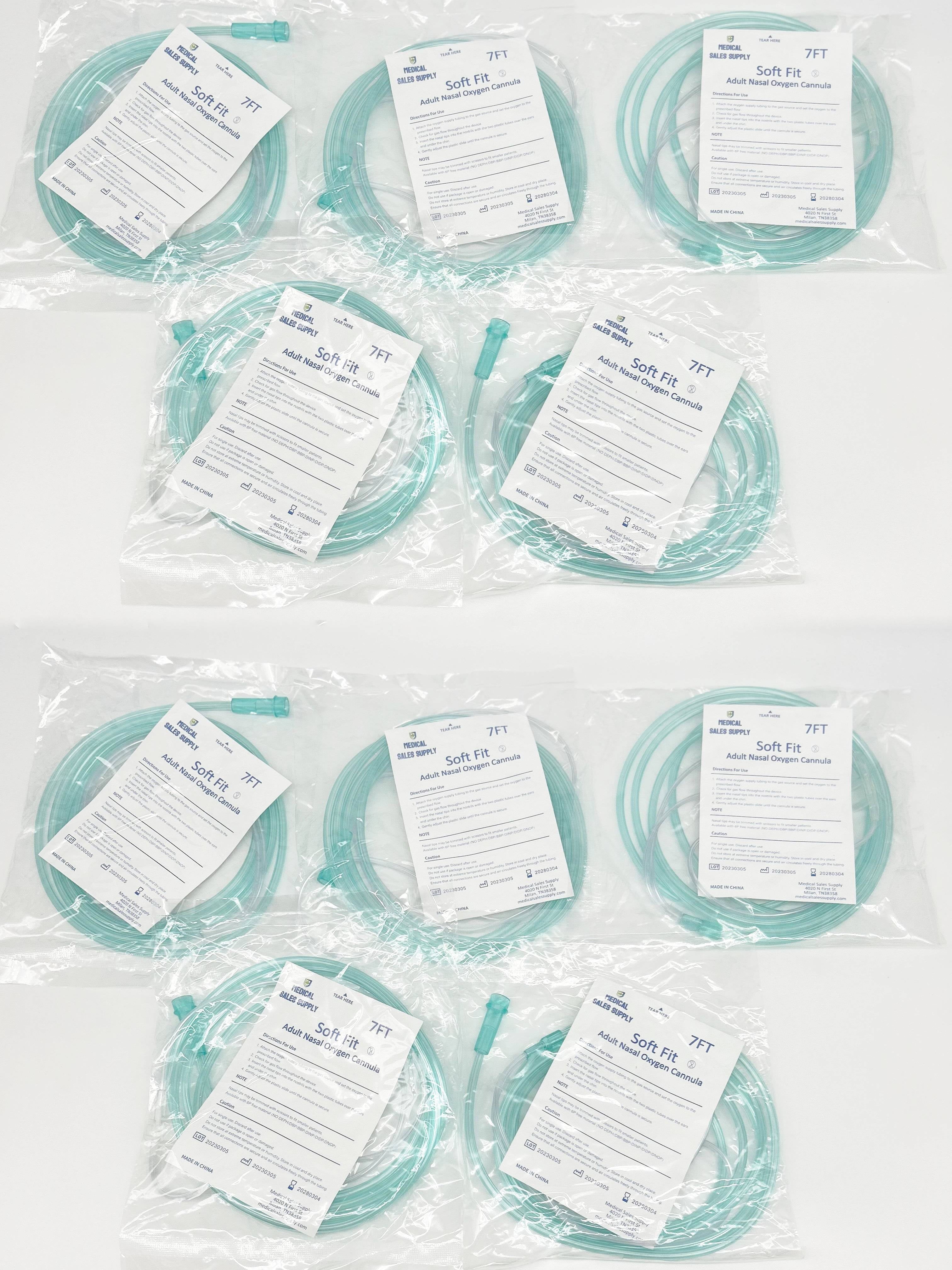 Medical Sales Supply Stay Soft Adult Nasal Cannula with 7ft Soft Green ...