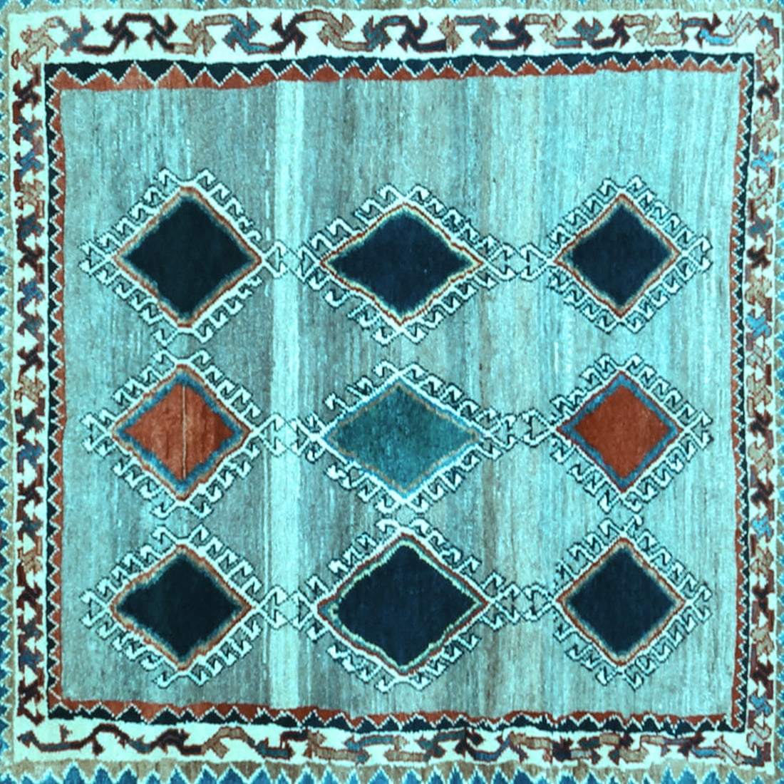Ahgly Company Indoor Square Abstract Light Blue Contemporary Area Rugs ...