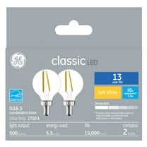 (2 bulbs) GE LED Decorative Globe, G16.5, 60 watt equivalent using only ...