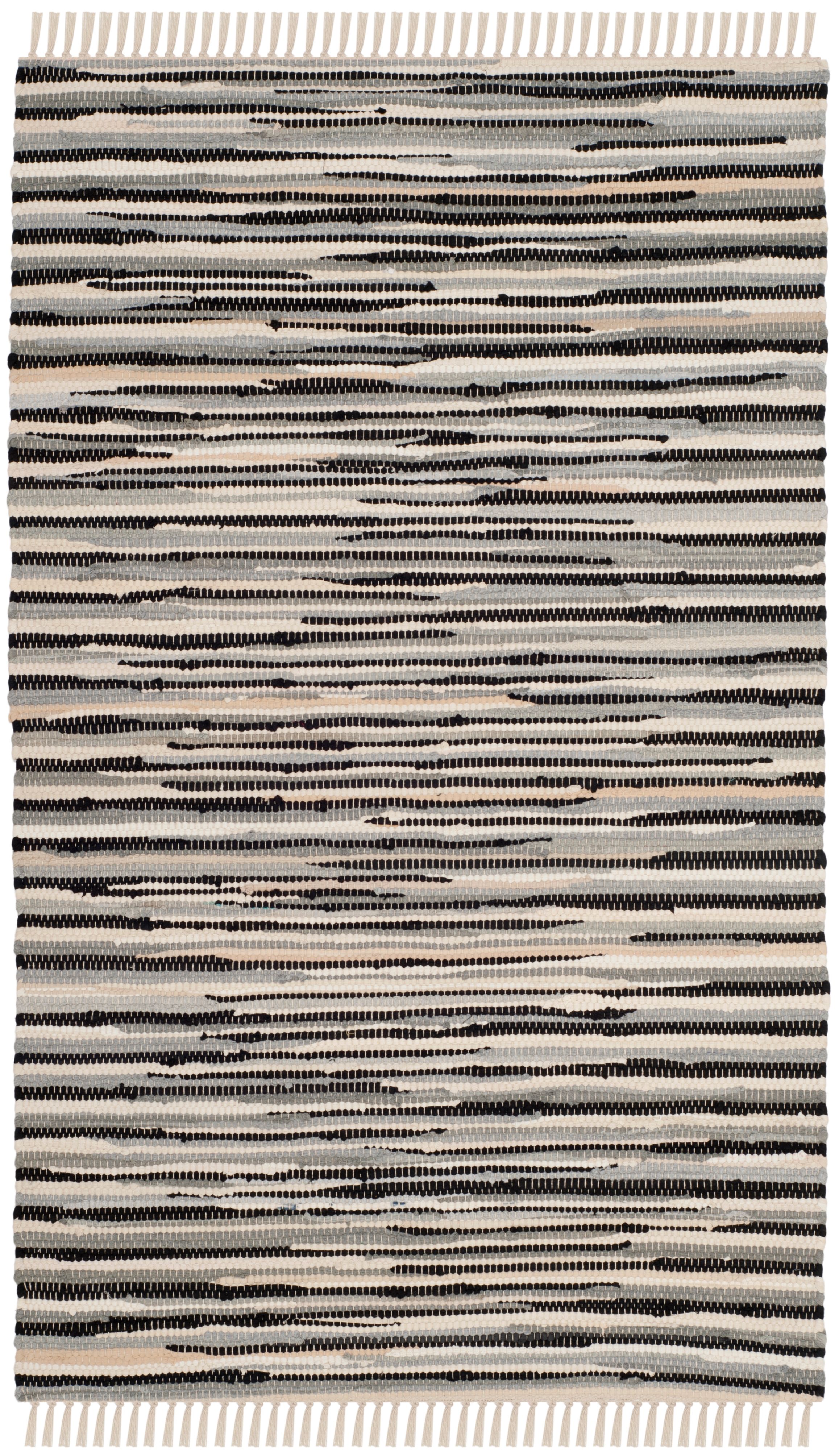 SAFAVIEH Rag Elena Striped Cotton Area Rug, Black/Multi, 2' x 3 ...