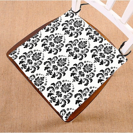 Black And White Texture Floral Ornament Chair Pad Seat Cushion Chair ...