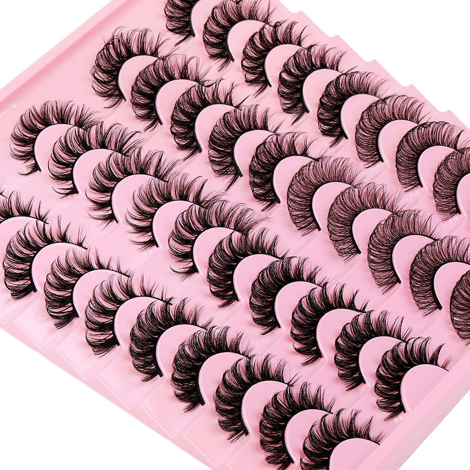 TWSOUL False Lashes Natural Look,10 Pairs Russian Strip Lashes Fluffy D ...