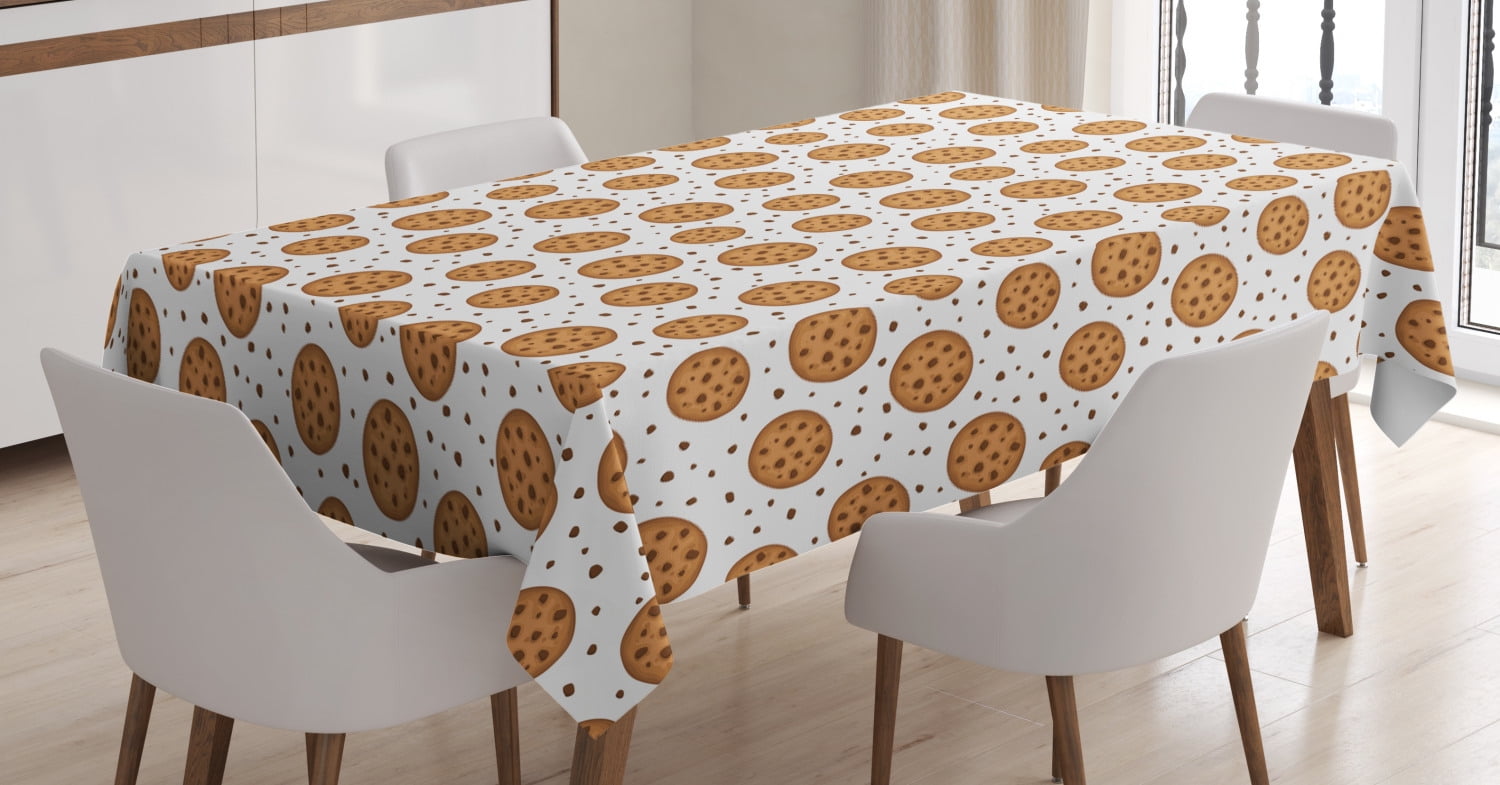 Ambesonne Chocolate Tablecloth Rectangular Table Cover, Yummy Cookies ...