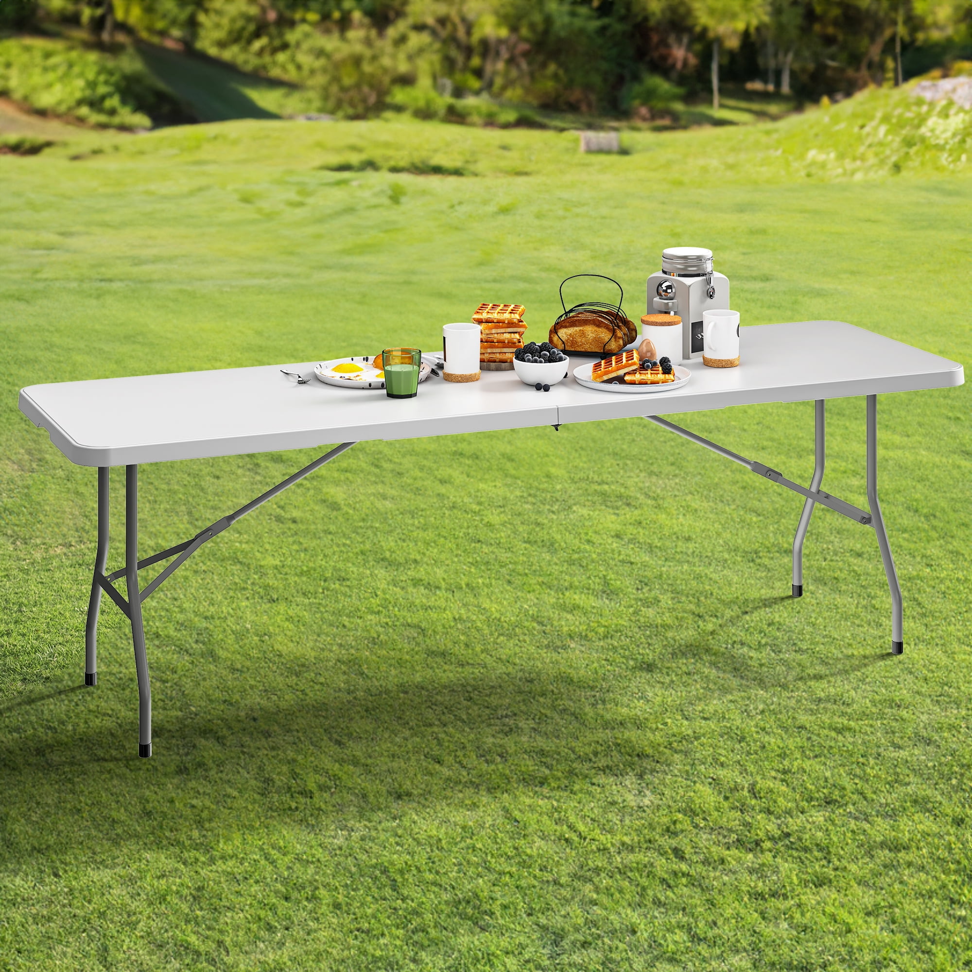 Dextrus 8FT Folding Tables, Heavy Duty Folding Table with Carrying ...