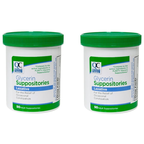 2 Pack Quality Choice Adult Glycerin Laxative Suppositories 50 Count ...