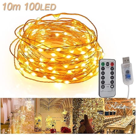 Usb Led String Lights 10m 100 Led Copper Wire Remote Control Waterproof ...