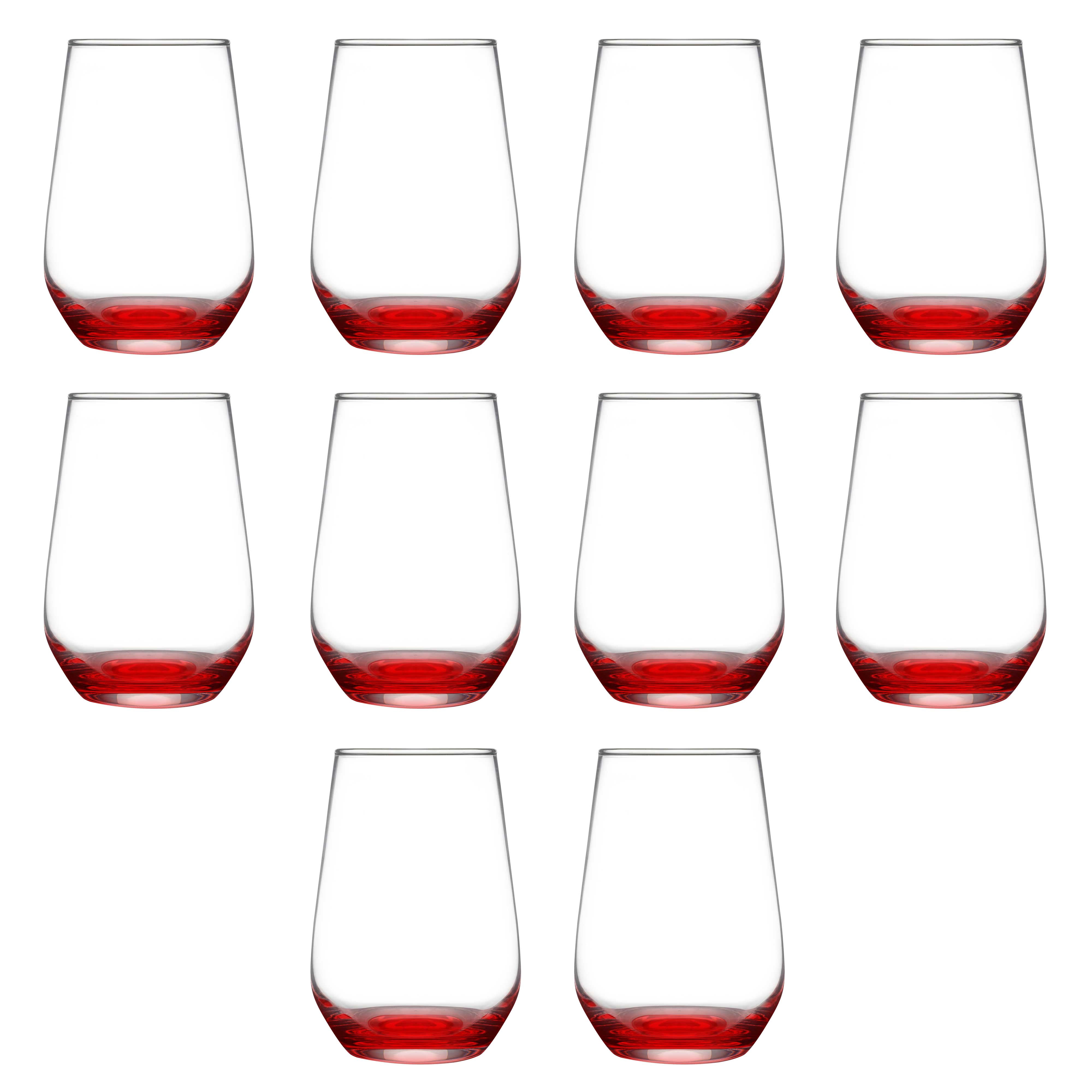 10 Vaso Silicia Stemless Wine Glasses Set, 16 oz. - Clear, Orb-Like ...