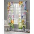 Easter Egg Sheer Curtains 2 Panels Set Green Truck Sunflower Blue ...