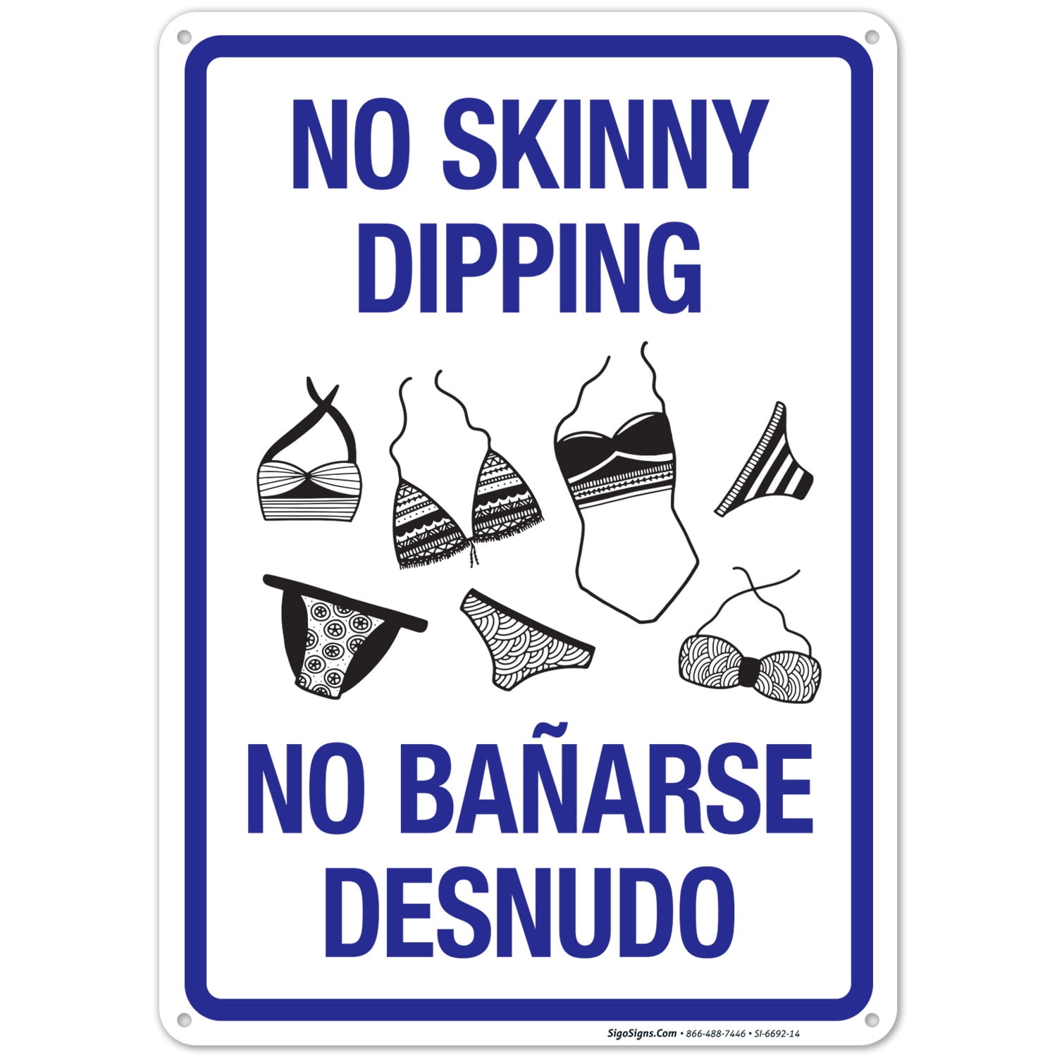 No Skinny Dipping Bilingual Sign, Pool Sign, - Walmart.com