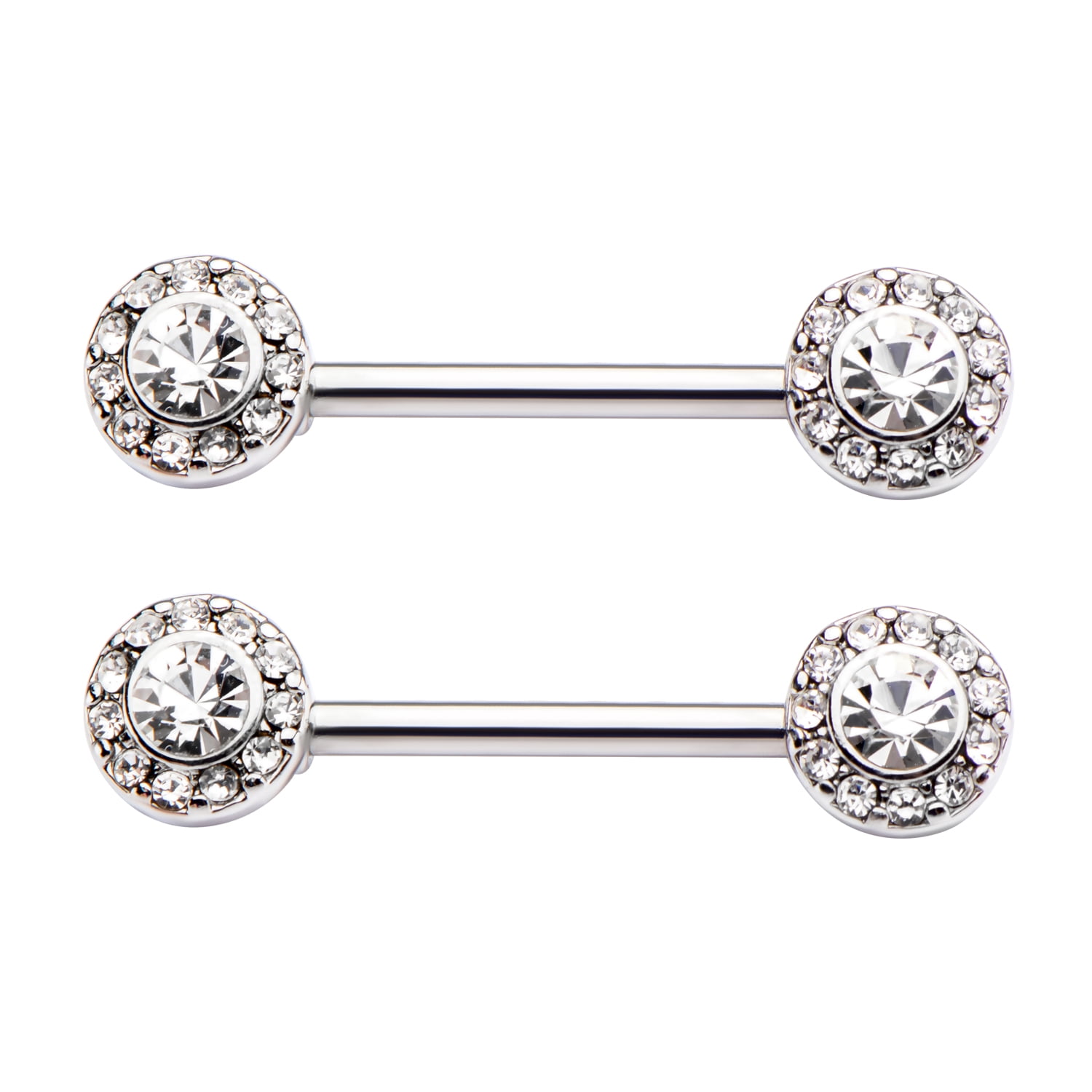 Body Art - Forward Facing Outrim Clear CZ Nipple Barbells with 6.5mm ...