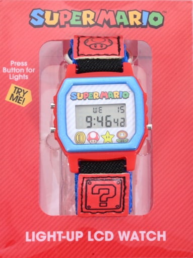 Nintendo "Super Mario Bros" Unisex Child LCD Watch with Velcro Nylon ...