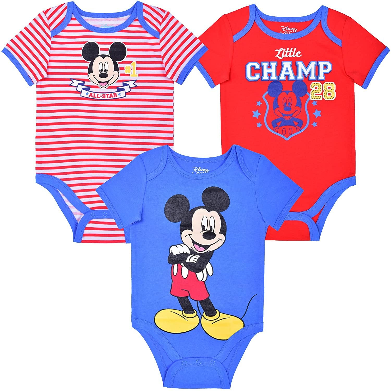 Disney Baby Boys' Mickey Mouse Bodysuits Pack of 3 - Walmart.com