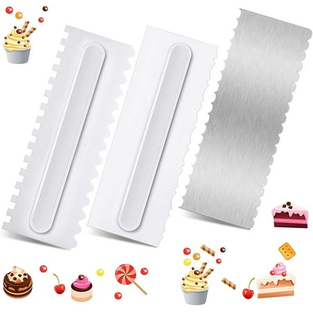 3 Pieces Cake Scraper Cake Decorating Comb Set Stainless Steel Smother ...