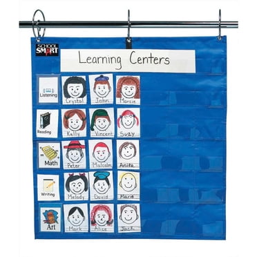 School Smart Pocket Chart with 14 Pockets, 33 x 12-1/2 Inches, Blue ...