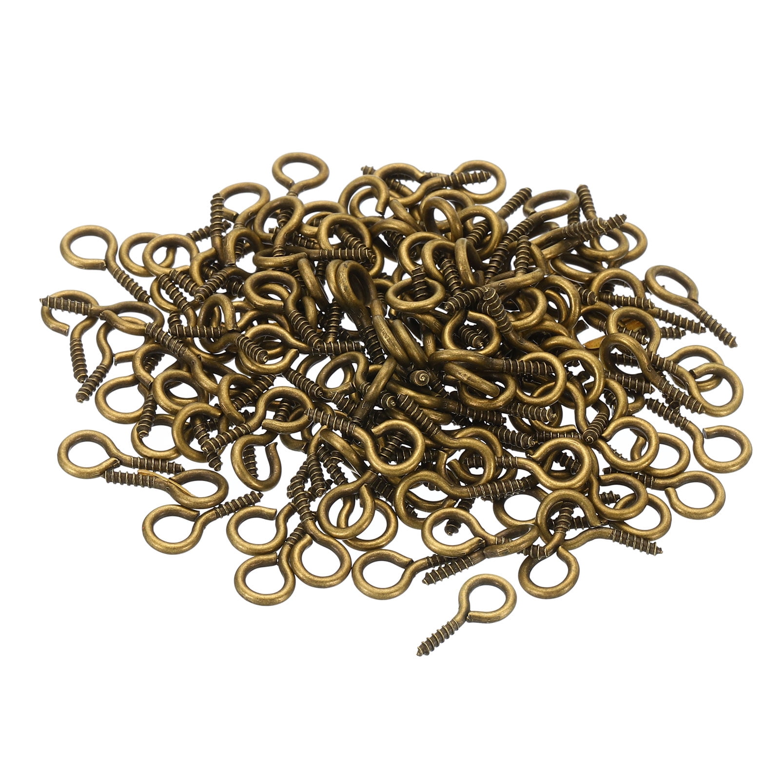 Uxcell 4mm ID x 15mm L Screw Eyes Pin Mini Small Eye Hooks Bronze 150 ...