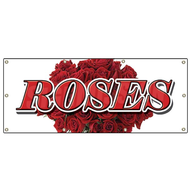 48"x120" ROSES BANNER SIGN red rose flowers flower shop signs florist ...