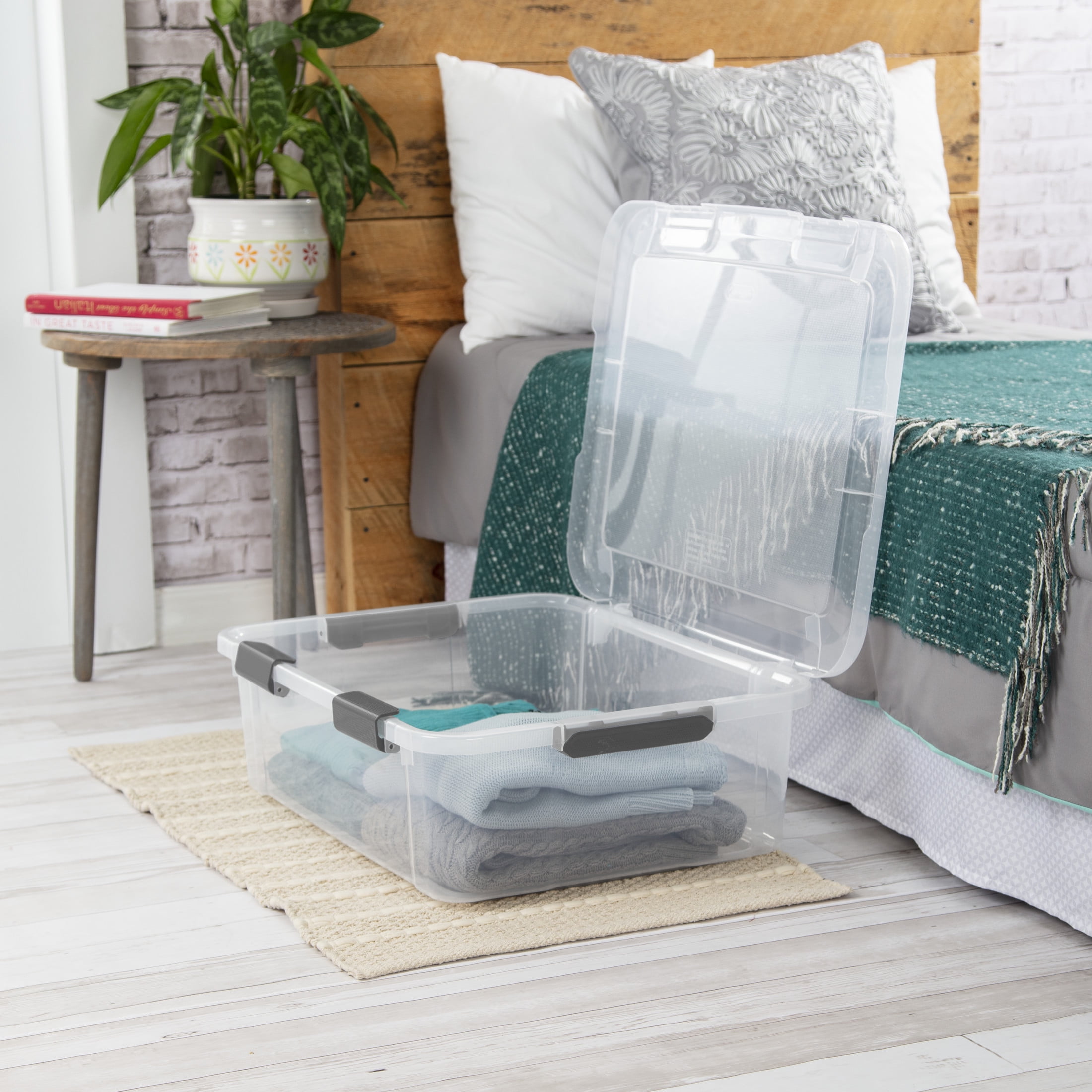 Sterilite 40 Quart HingeLID Clear Storage Box, Latch Lid Sterilite 40 Quart HingeLID Clear Storage Box, Latch Lid