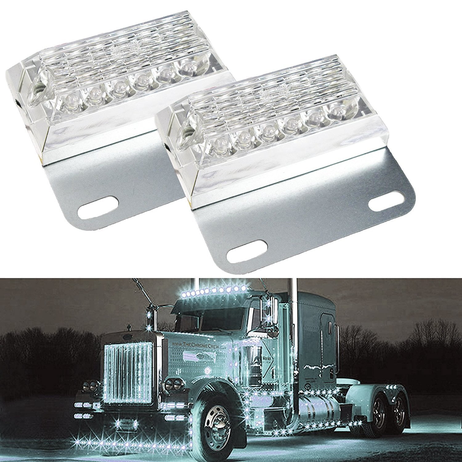 Xotic Tech 2x White Universal 12V 24V Lamp 12-LED Truck UTE SUV Lorry ...