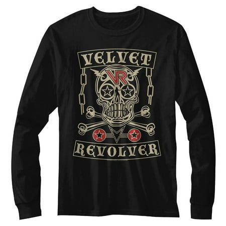 Velvet Revolver Velvet Skull Black Adult Long Sleeve T-Shirt Tee ...