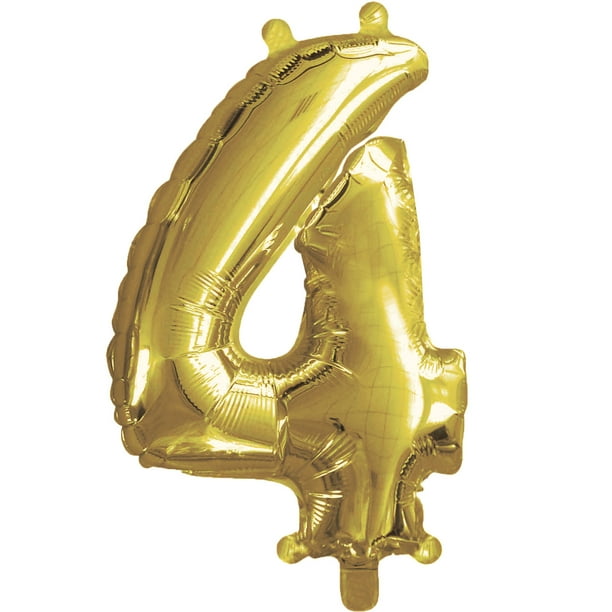 Way to Celebrate Party Gold Balloon Number "4", 1 Ct, 16" - Walmart.com